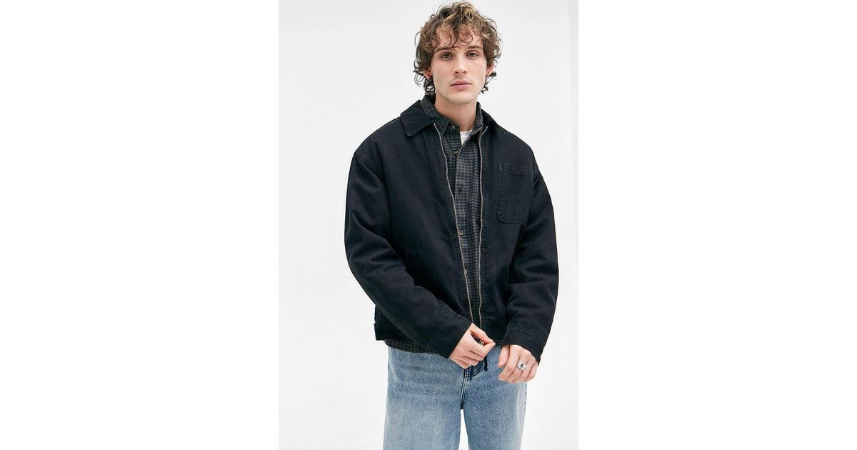 BDG Alba Black Zip Through Worker Jacket in Blue for Men | Lyst UK