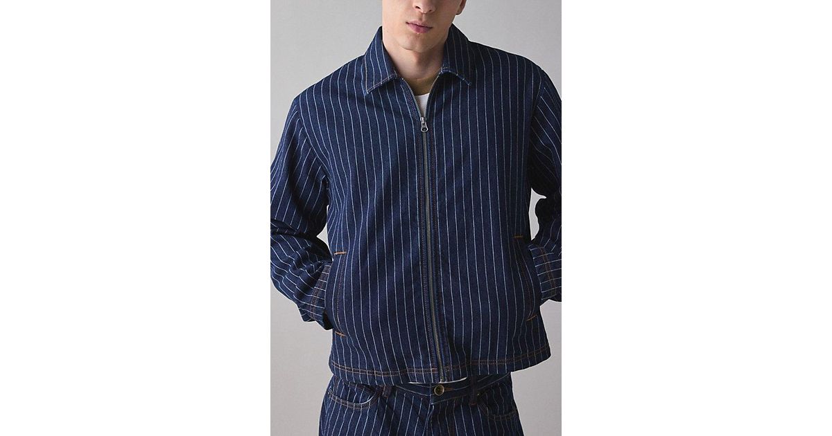 Urban Outfitters Uo Fountain Denim Pinstripe Jacket in Blue for Men | Lyst
