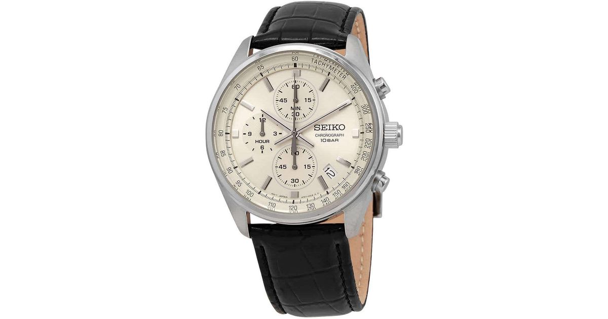 Seiko Chronograph Quartz Champagne Dialwatch Ssb383 in Black for Men | Lyst