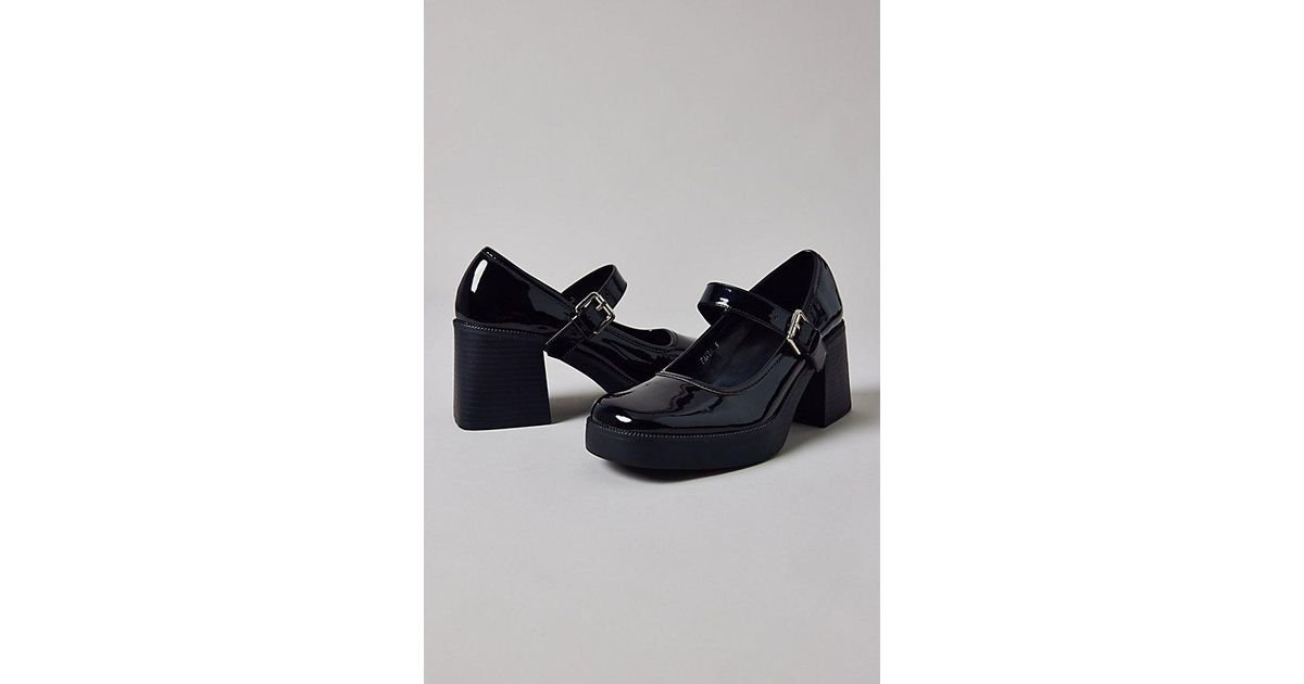 Raid London Favia Patent Leather Mary Jane Heel in Blue | Lyst