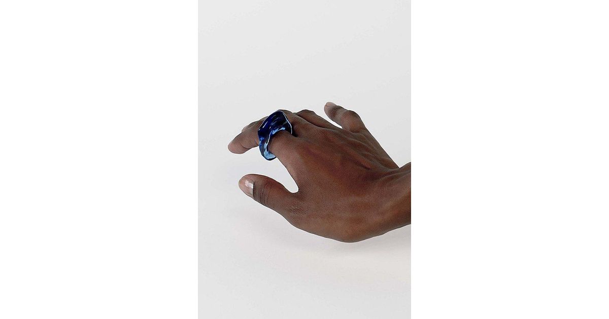 rain and rivers Handmade Flattened Glass Ring in Brown | Lyst