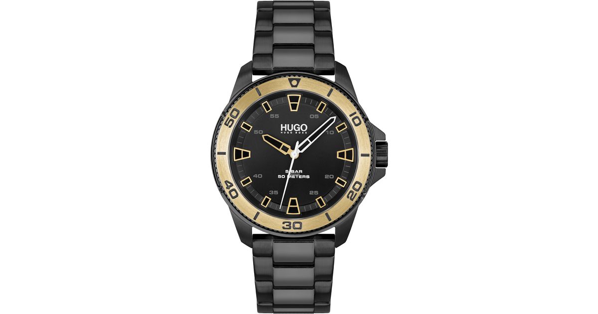 HUGO Streetdiver Ip Bracelet Watch in Metallic for Men | Lyst UK