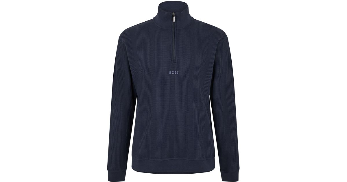 BOSS Structure 1/4 Zip 10269578 01 in Blue for Men | Lyst UK