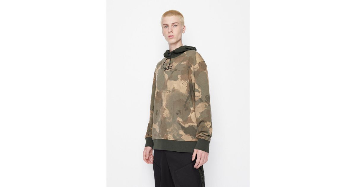 ARMANI EXCHANGE Ax Camo Hoodie in Natural for Men | Lyst UK