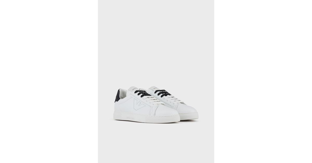 Emporio Armani Snk Cow Lea-calf Pu in White for Men | Lyst UK