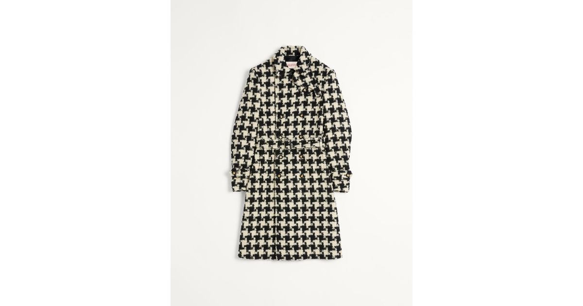 Valentino Double-Breasted Wool Trench Coat With Pied De Coque Motif in ...