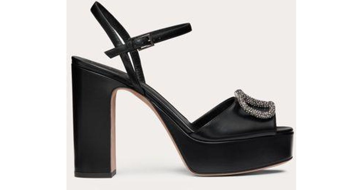 SANDALES À PLATEAU VLOGO SIGNATURE EN CUIR DE VEAU, TALON : 115 MM ...