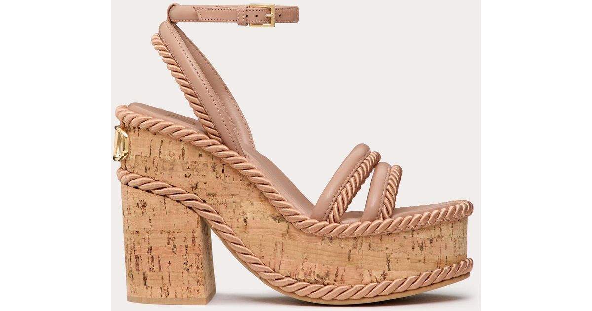 Valentino Garavani Vlogo Summerblocks Wedge Sandal In Nappa Leather And ...