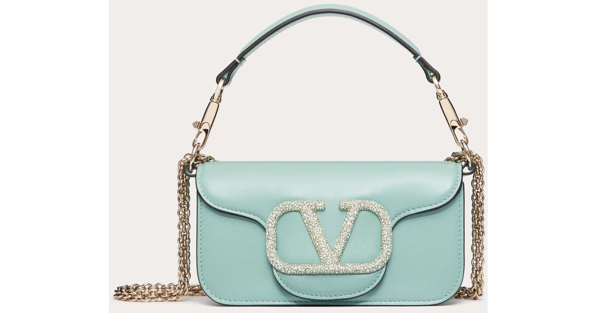 Valentino Garavani Locò Small Shoulder Bag With Jewel Logo in Green | Lyst