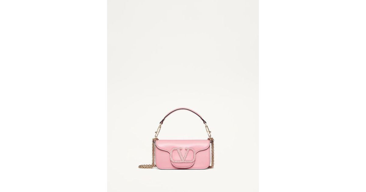 Valentino Garavani Locò Small Shoulder Bag With Jewel Logo in Pink | Lyst