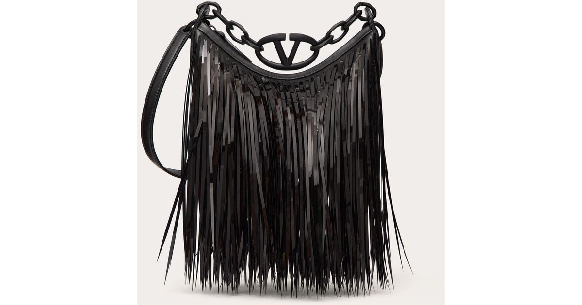 Valentino Garavani Vlogo Moon Mini Hobo Bag With Sequin Fringes in ...