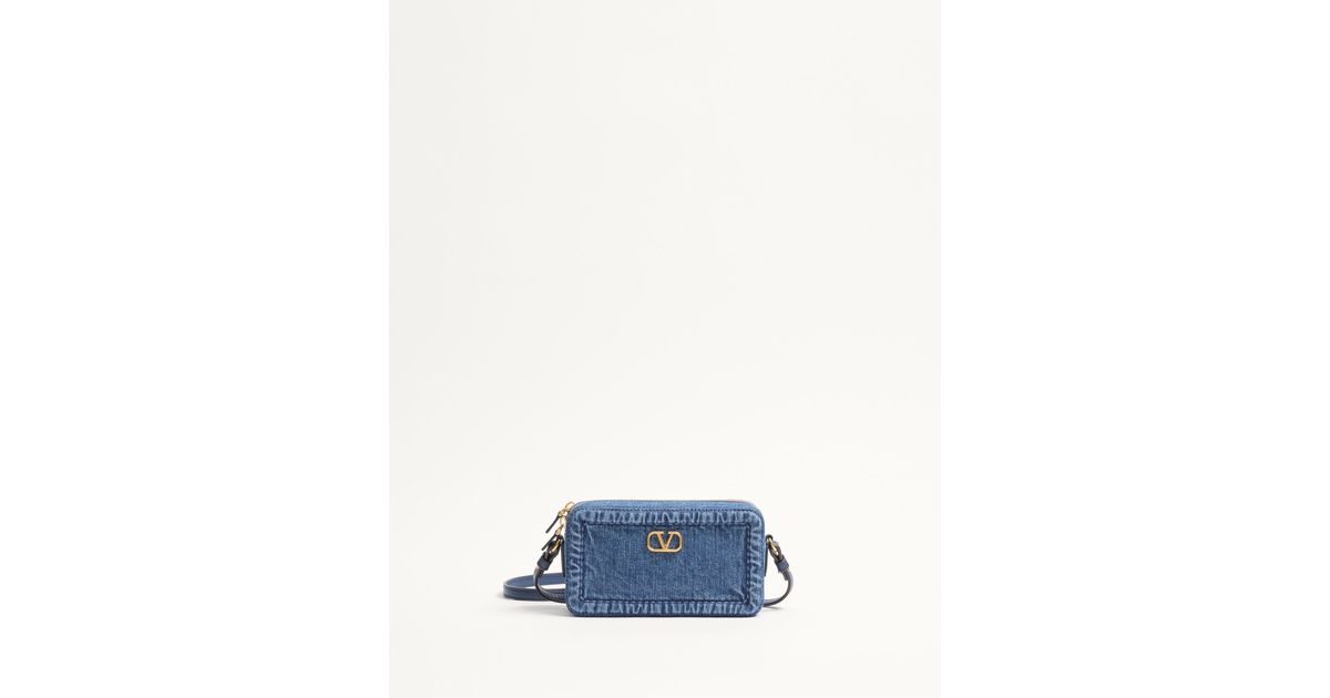 Valentino Garavani Alltime Mini Denim Shoulder Bag in Blue | Lyst