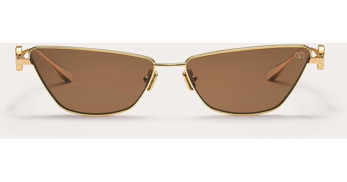 Valentino Vlogo Sign Cat-Eye Titanium Frame in Natural | Lyst