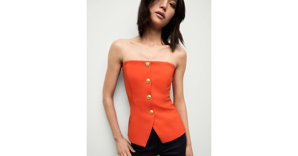 Veronica Beard Forman Bustier Top in Red | Lyst