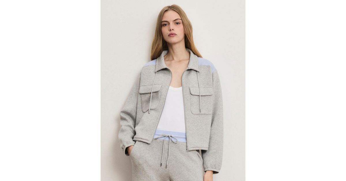 Veronica Beard Stellant Stretch-scuba Jacket in Gray | Lyst