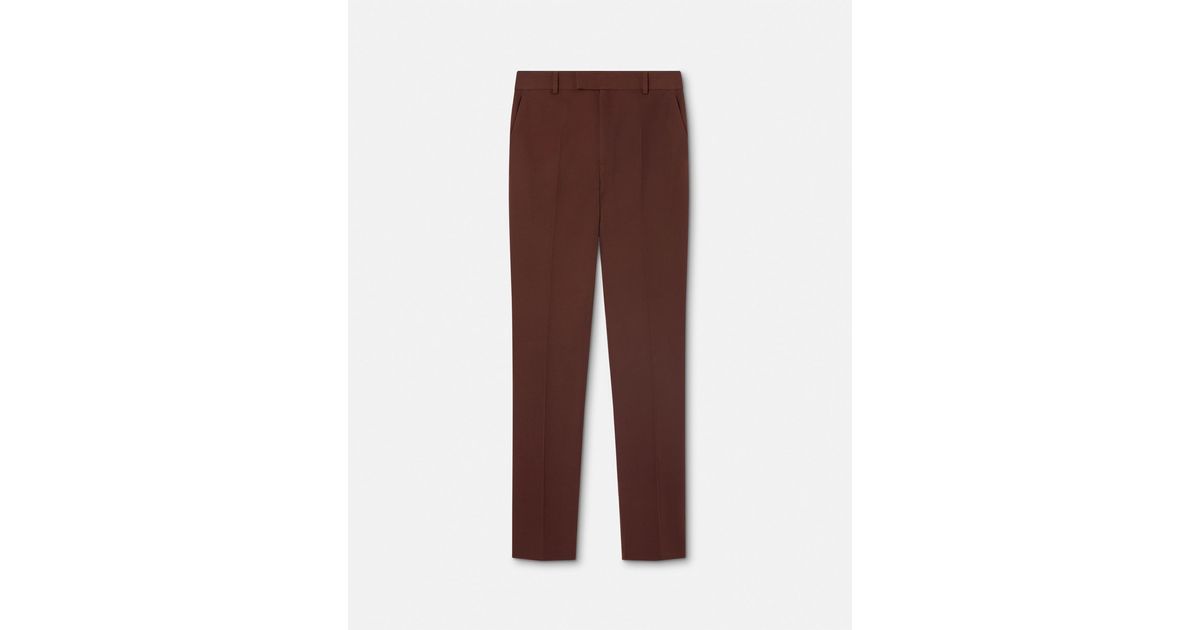 Versace Light Wool Formal Trousers in Brown for Men | Lyst