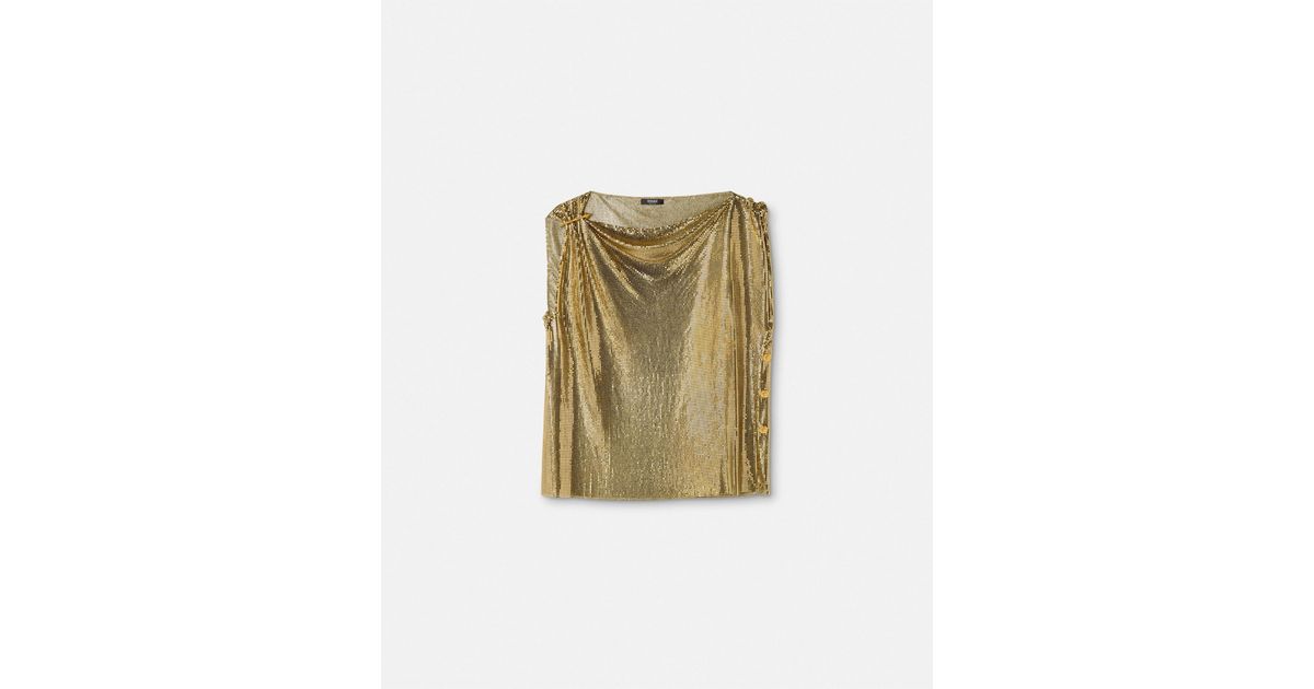 Versace Metallic Mesh Blouse in Green | Lyst