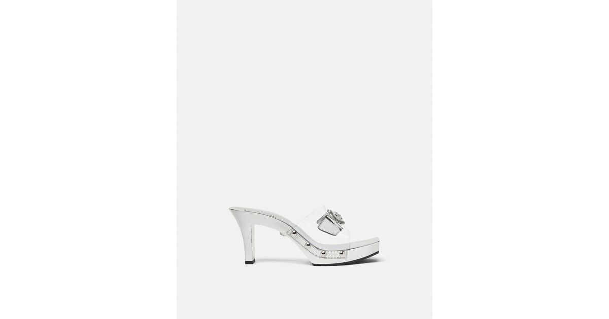 Versace Medusa Buckle Transparent Clogs 60 Mm in White | Lyst