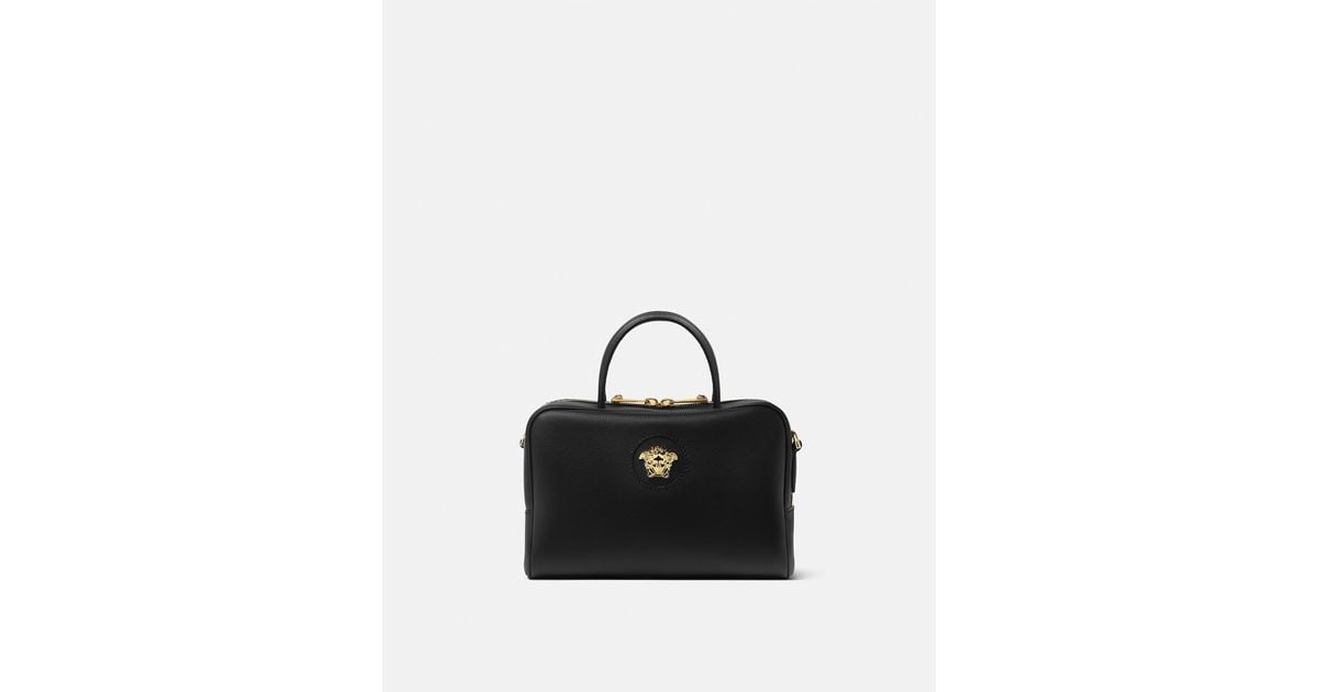 Versace La Medusa Leather Boston Bag in Black | Lyst