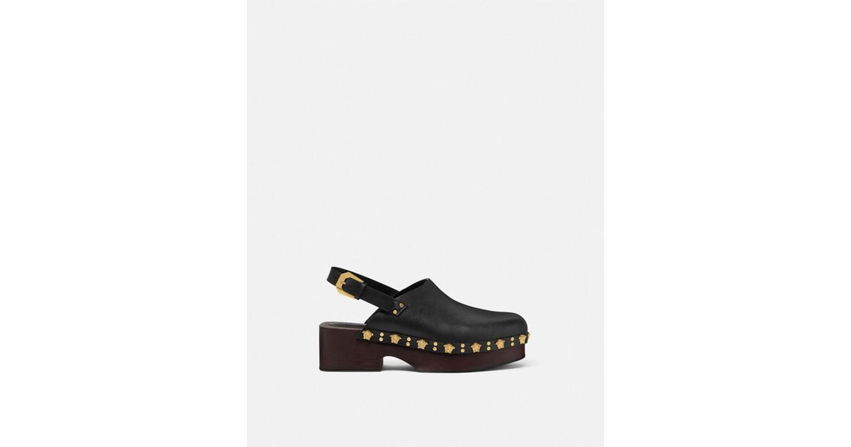 Versace Studded Stack Clogs in White for Men | Lyst
