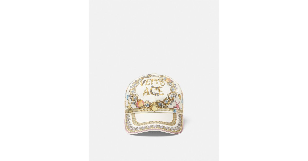 Versace Underwater Barocco Baseball Cap in White | Lyst