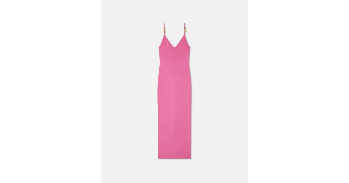 Versace Safety Pin Knit Slip Midi Dress in Pink | Lyst