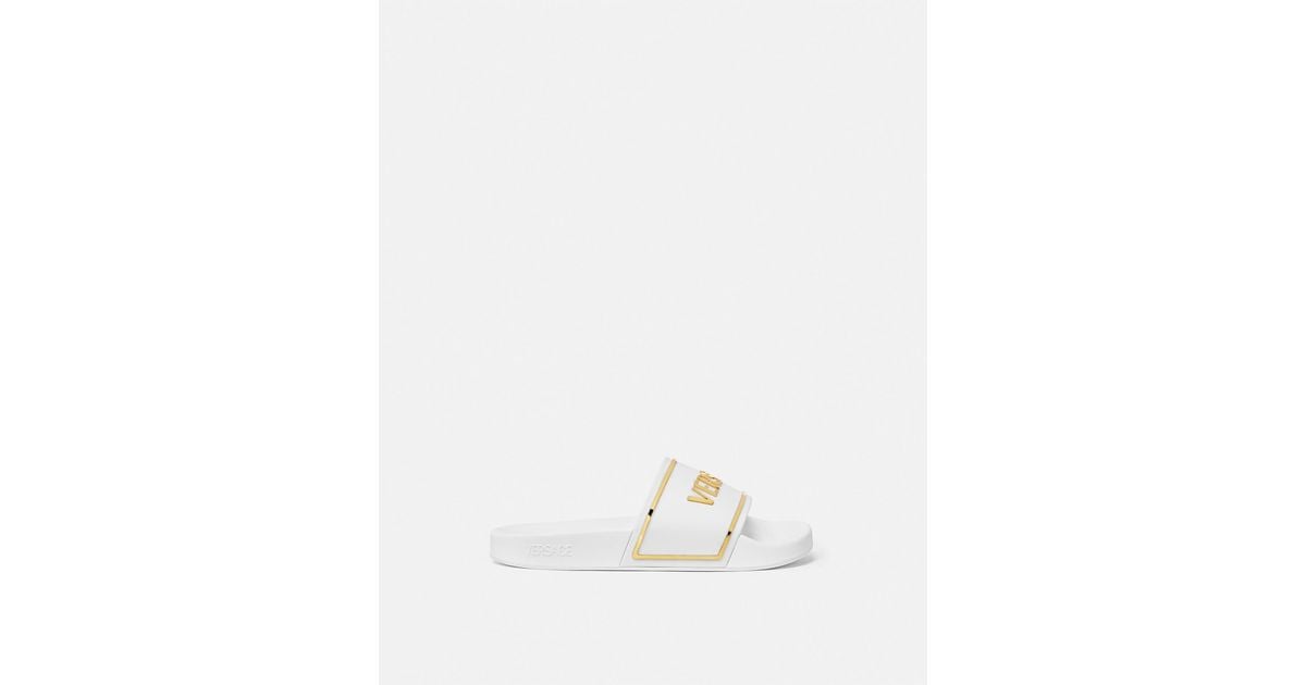 Versace Logo Sliders in White | Lyst