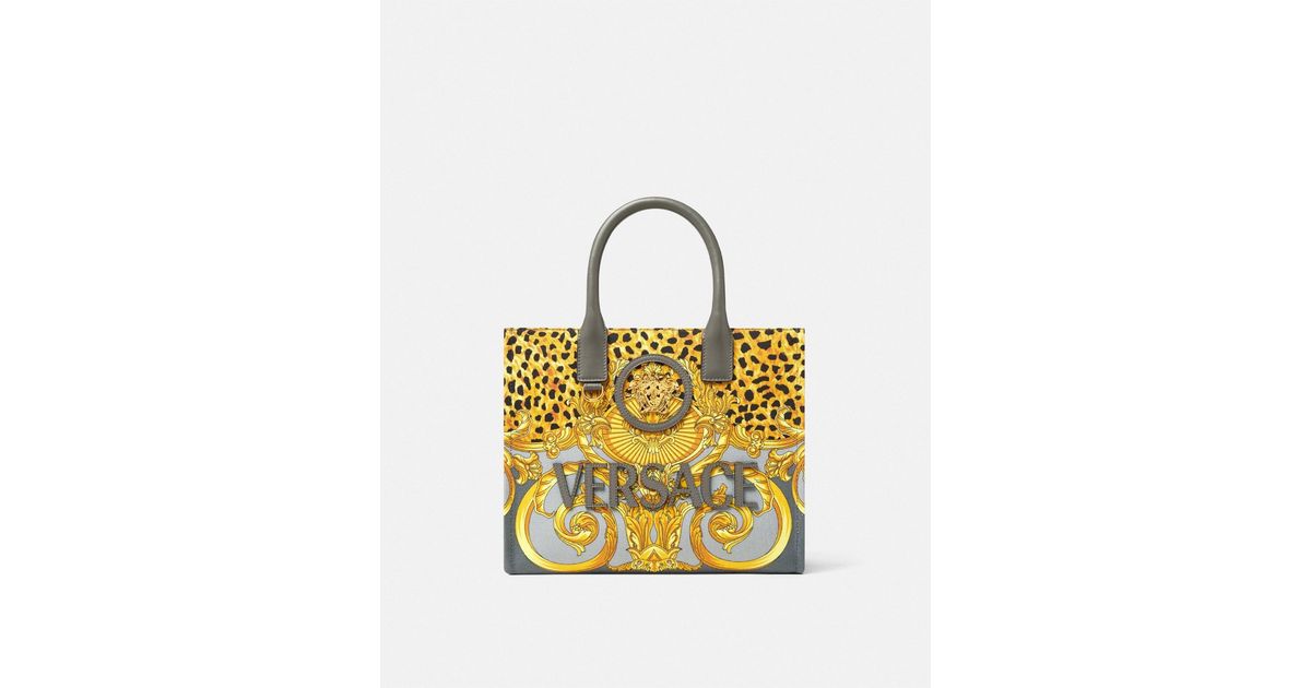 Versace Cheetah Foulard La Medusa Small Tote Bag in Metallic | Lyst