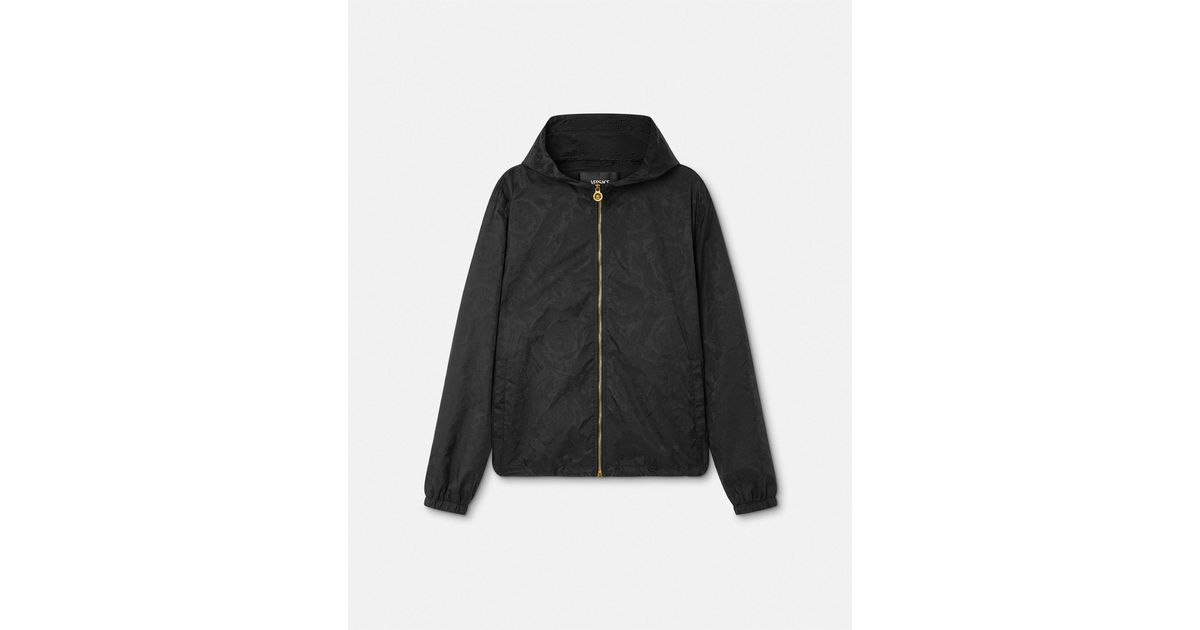 Versace Barocco Jacquard Windbreaker Jacket in Black for Men | Lyst