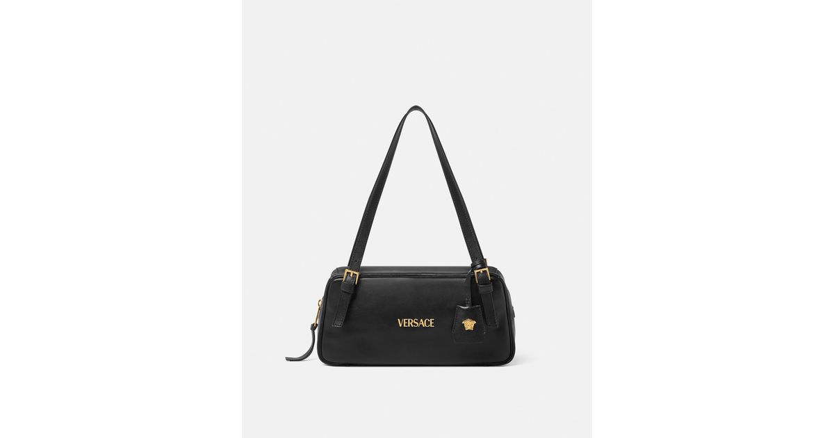 Versace Tag Large Nappa Bowling Bag in Black | Lyst