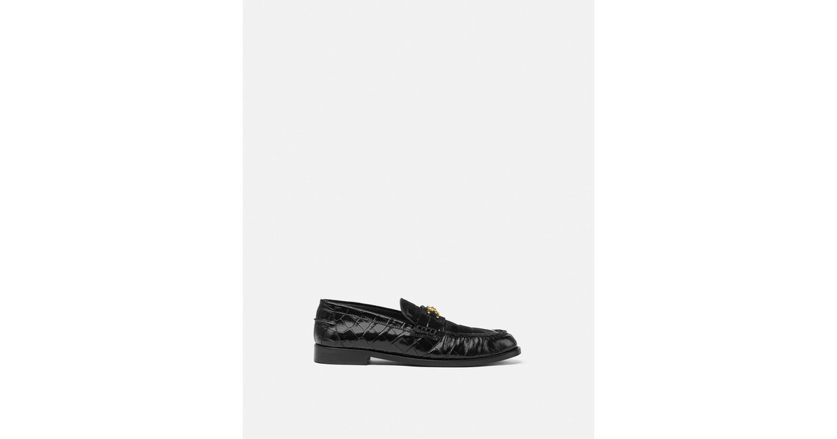 Versace Croc-effect Medusa '95 Loafers in White for Men | Lyst