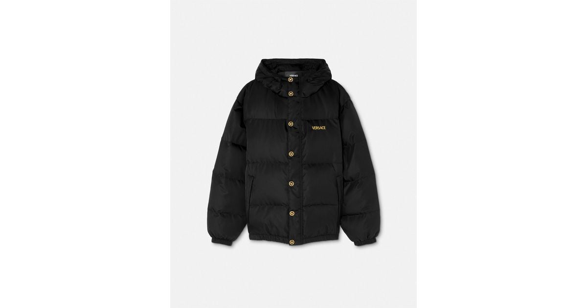 Versace Embroidered Puffer Jacket in Black for Men | Lyst UK