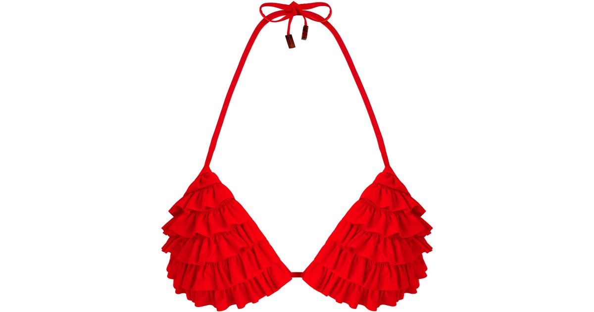 Vilebrequin Triangle Bikini Top Solid in Red | Lyst