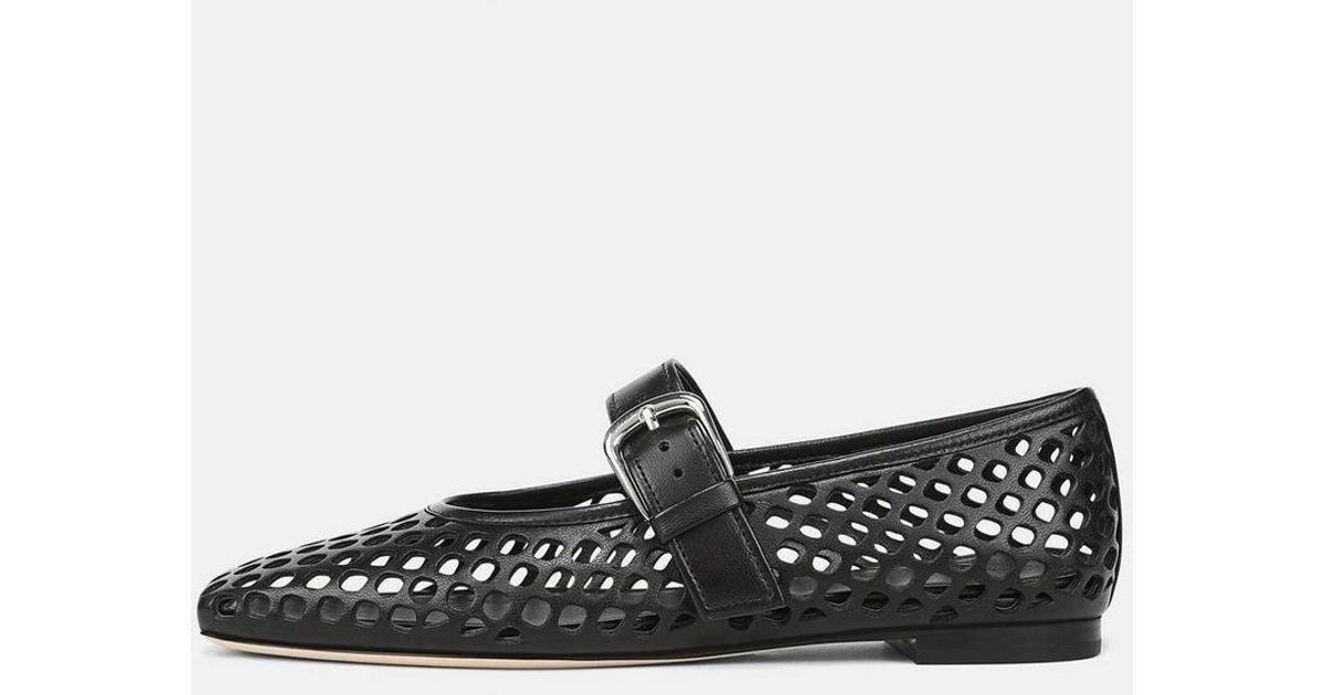 Vince Daniela Perforated Leather Mary Jane Flat in White | Lyst