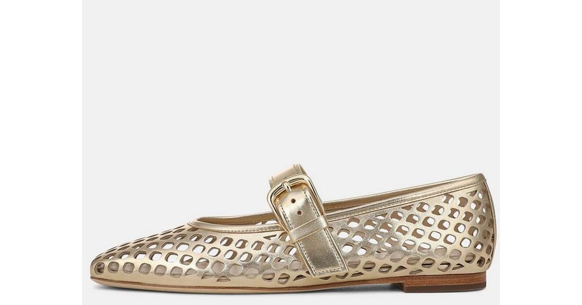 Vince Daniela Perforated Leather Mary Jane Flat in White | Lyst
