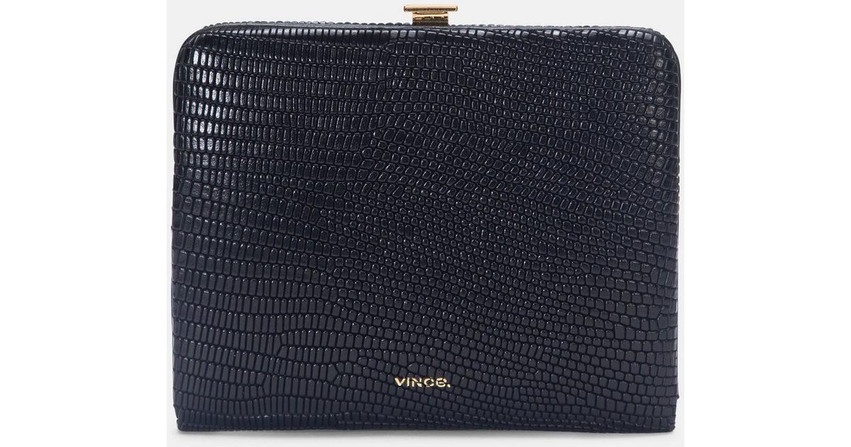 Vince Lizard-Embsed Leather Frame Wallet in Blue | Lyst