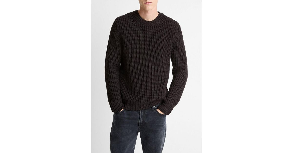 Vince Utility Shaker Merino Wool Sweater in Black for Men | Lyst