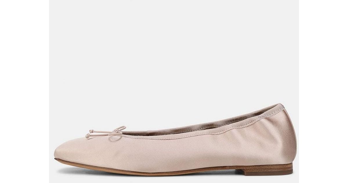Vince Darla Satin Ballet Flat in White | Lyst