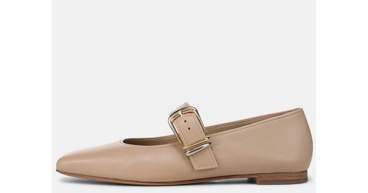 Vince Daniela Leather Mary Jane Flat in White | Lyst