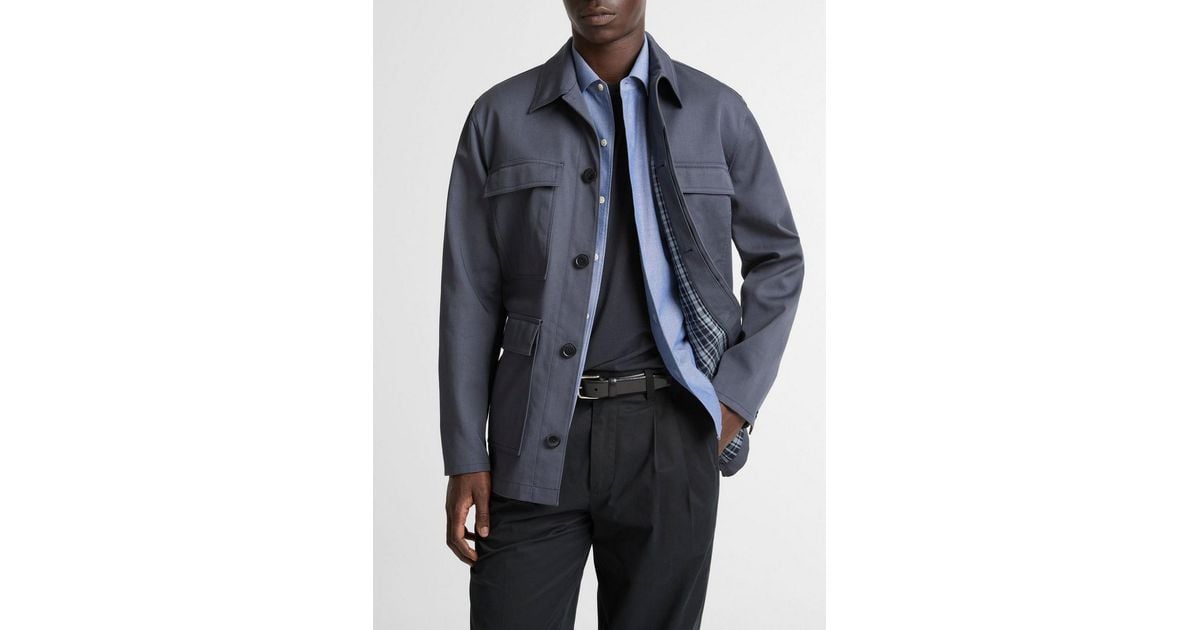 Vince Brushed Cotton Twill Chore Coat in Blue for Men | Lyst UK