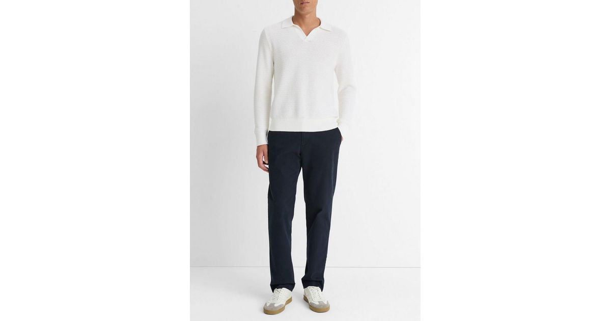 Vince Craftsman-Rib Cotton-Cashmere Johnny-Collar Sweater in White for ...