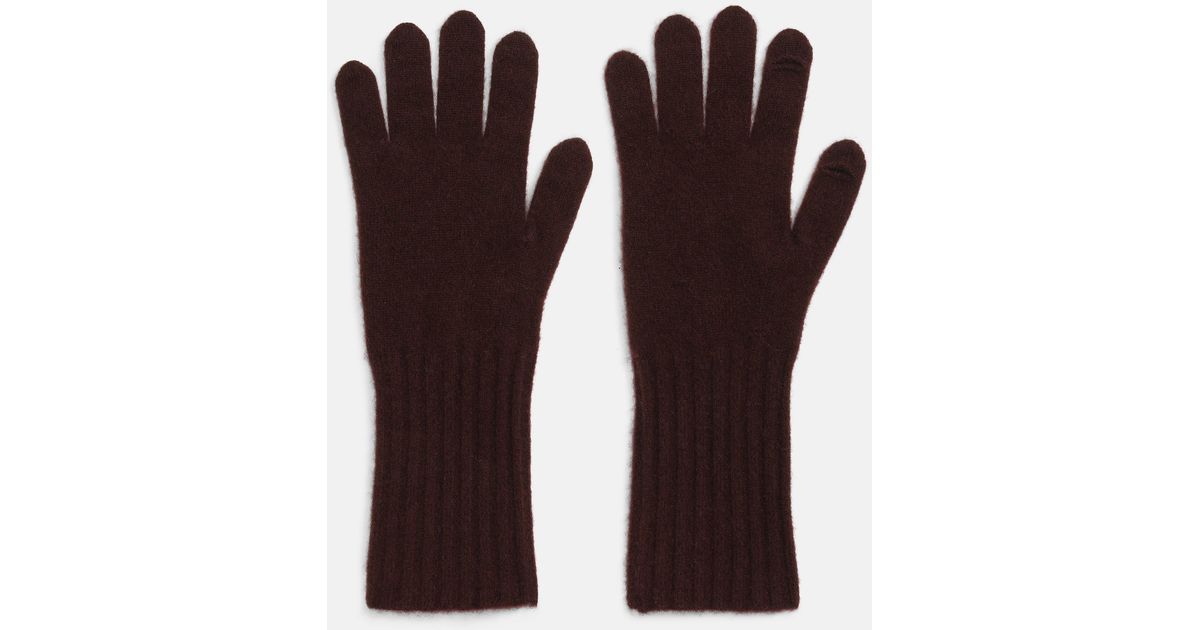 Vince Plush Cashmere Gloves in Brown | Lyst