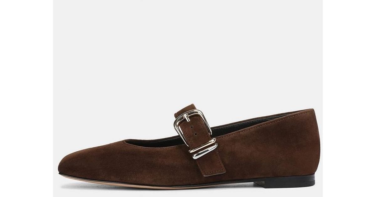 Vince Daniela Suede Mary Jane Flat in White | Lyst