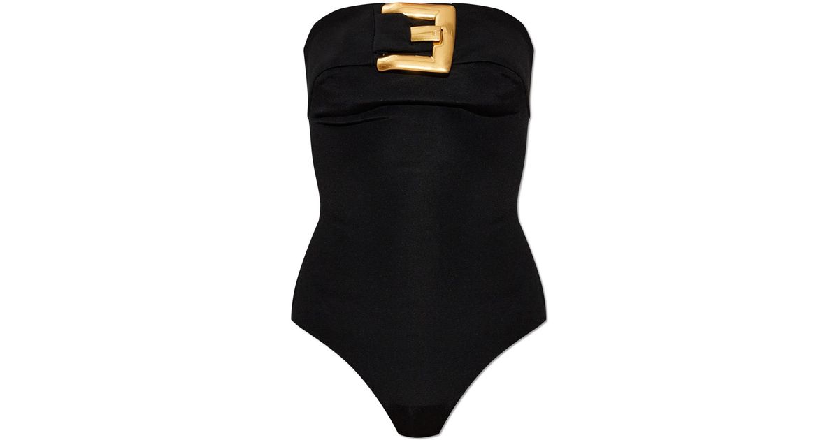 Balmain Bodysuit With Bare Shoulders in Black | Lyst UK