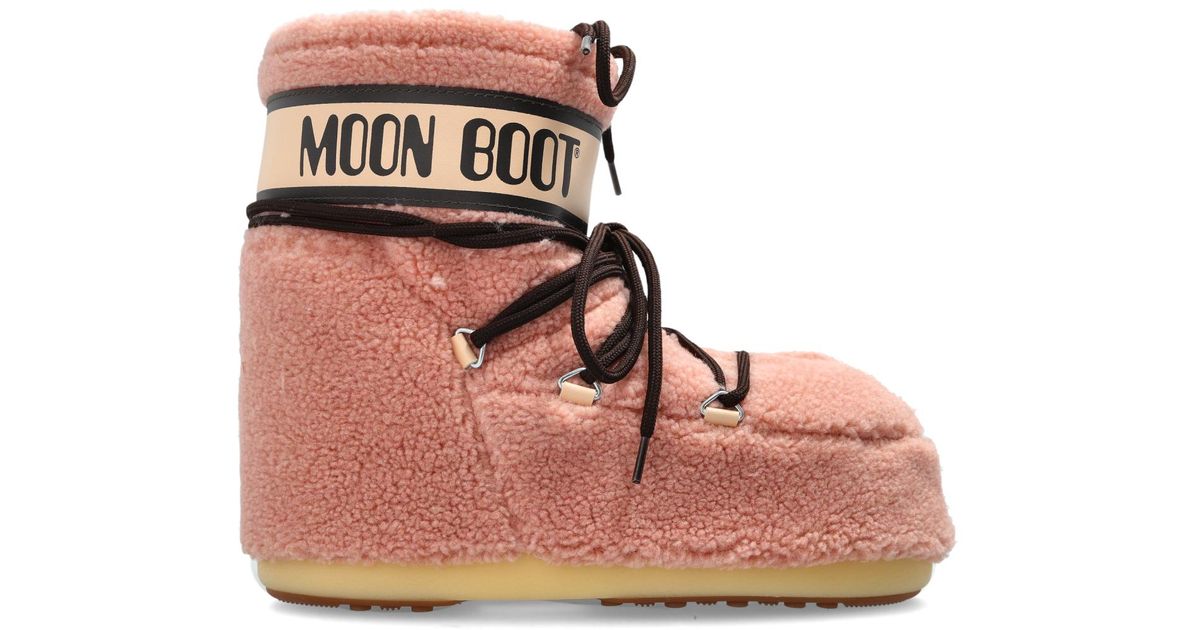 Moon Boot Snow Boots 'Icon Low Fleece' in Pink | Lyst UK