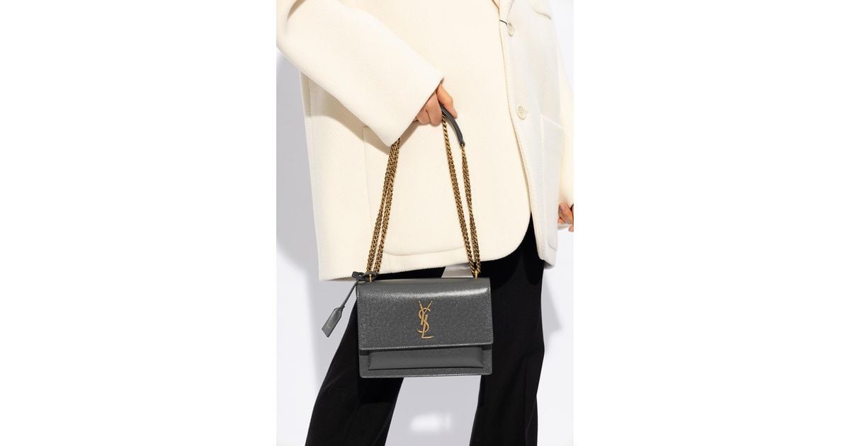Saint Laurent 'sunset Medium' Shoulder Bag, in Gray | Lyst