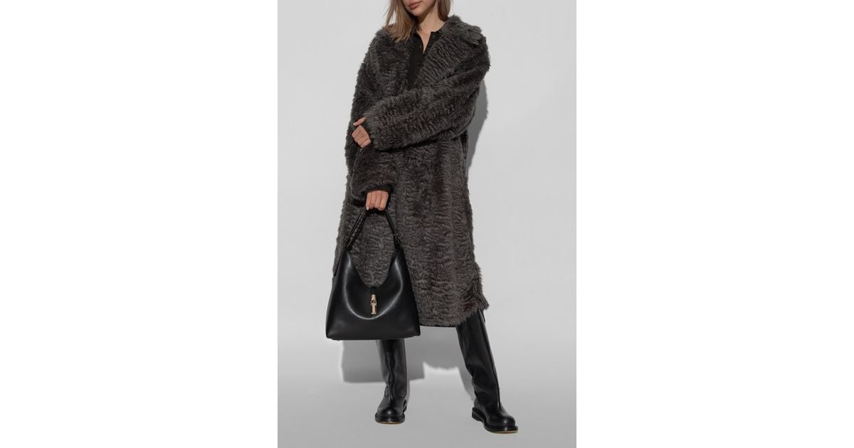 Stand Studio Faux Fur Coat Nicole in Black | Lyst