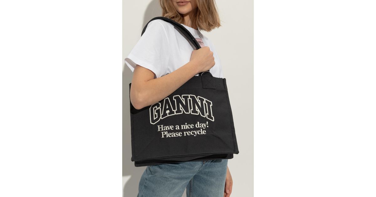 Ganni Shopper Type Bag in Black | Lyst