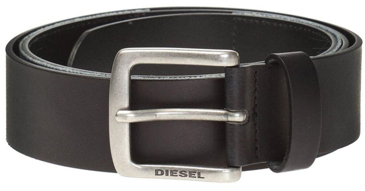 DIESEL Leather Belt With Logo Black for Men - Lyst