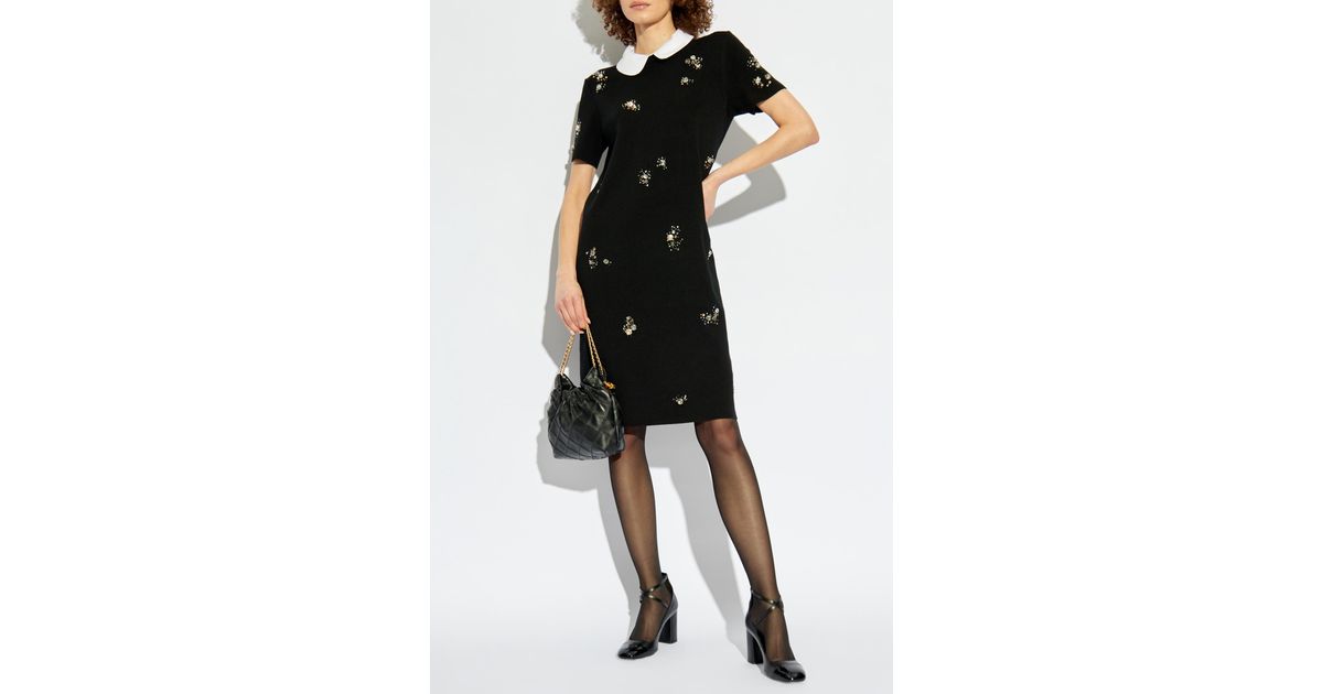 Tory Burch Wool Dress in Black | Lyst